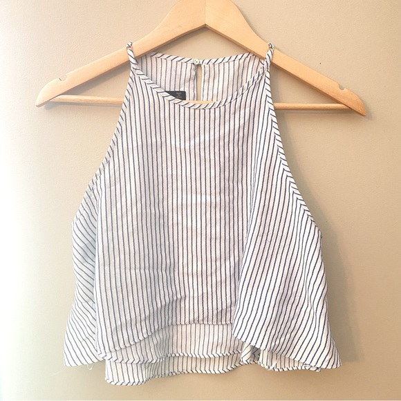 Zara | Tops | Zara White And Blue Striped Cropped Tank | Poshmark